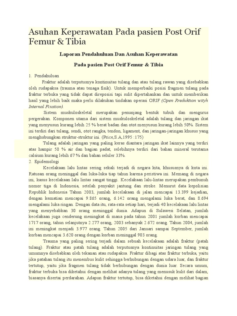 Asuhan Keperawatan Pada Pasien Post Orif Femur | PDF