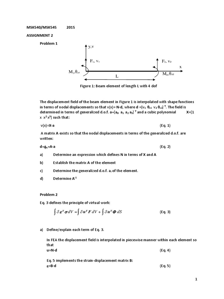 Finite Element Method Assignment Example Pdf Finite Element Method Stiffness 3423