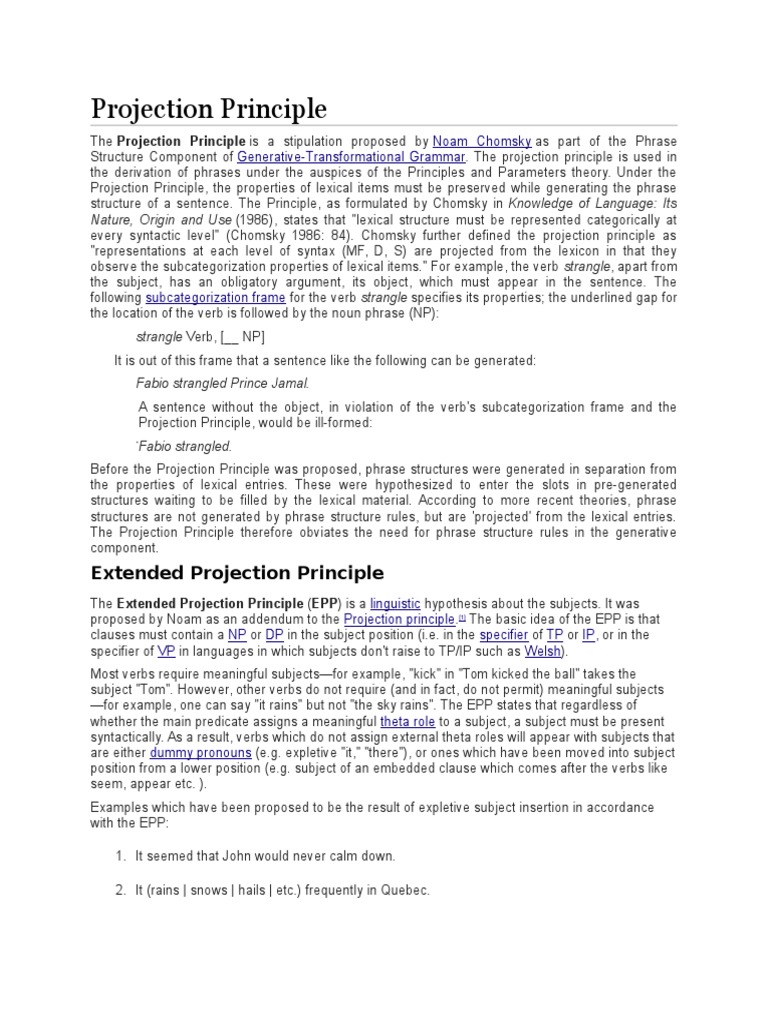 Projection Principle | PDF | Lexical Semantics | Linguistic Morphology