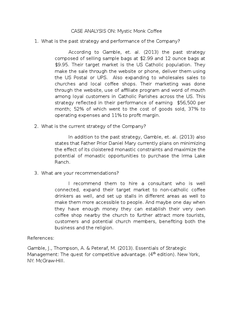 STRATMA - Case Analysis - Mystic Monk Coffee | PDF | Business | Social ...