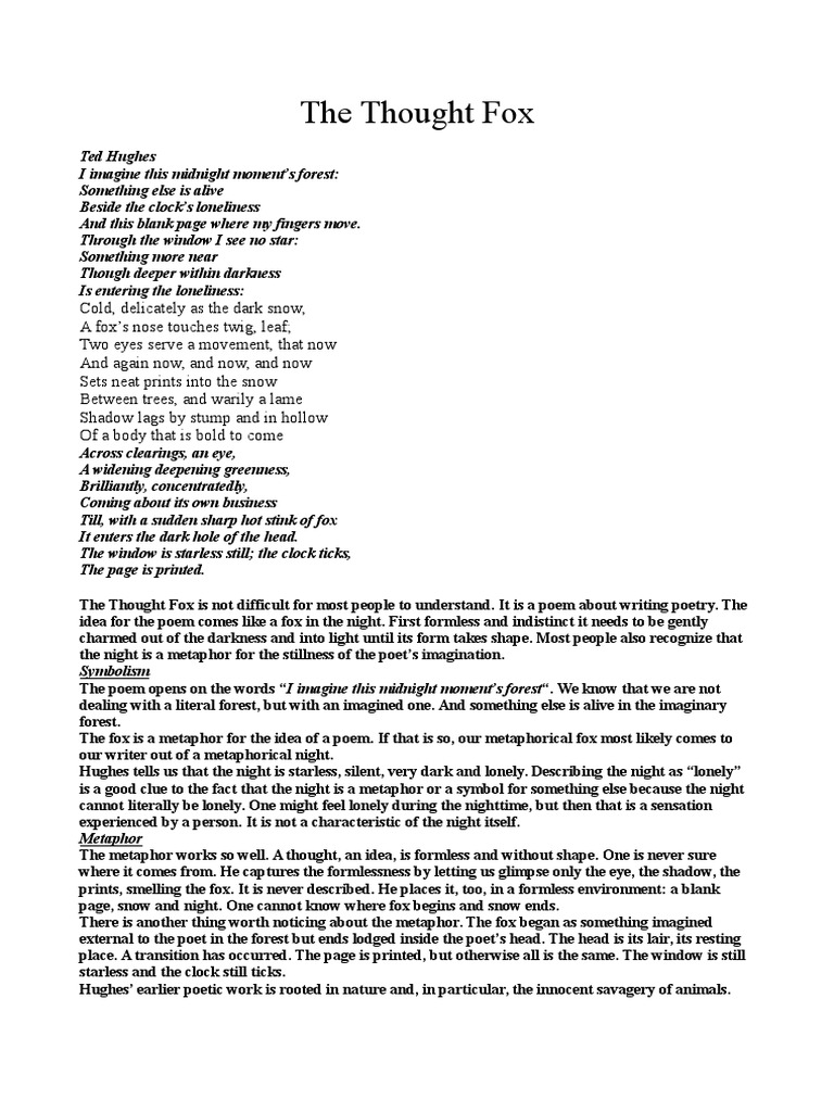 The Thought Fox | Rationalism | Poetry