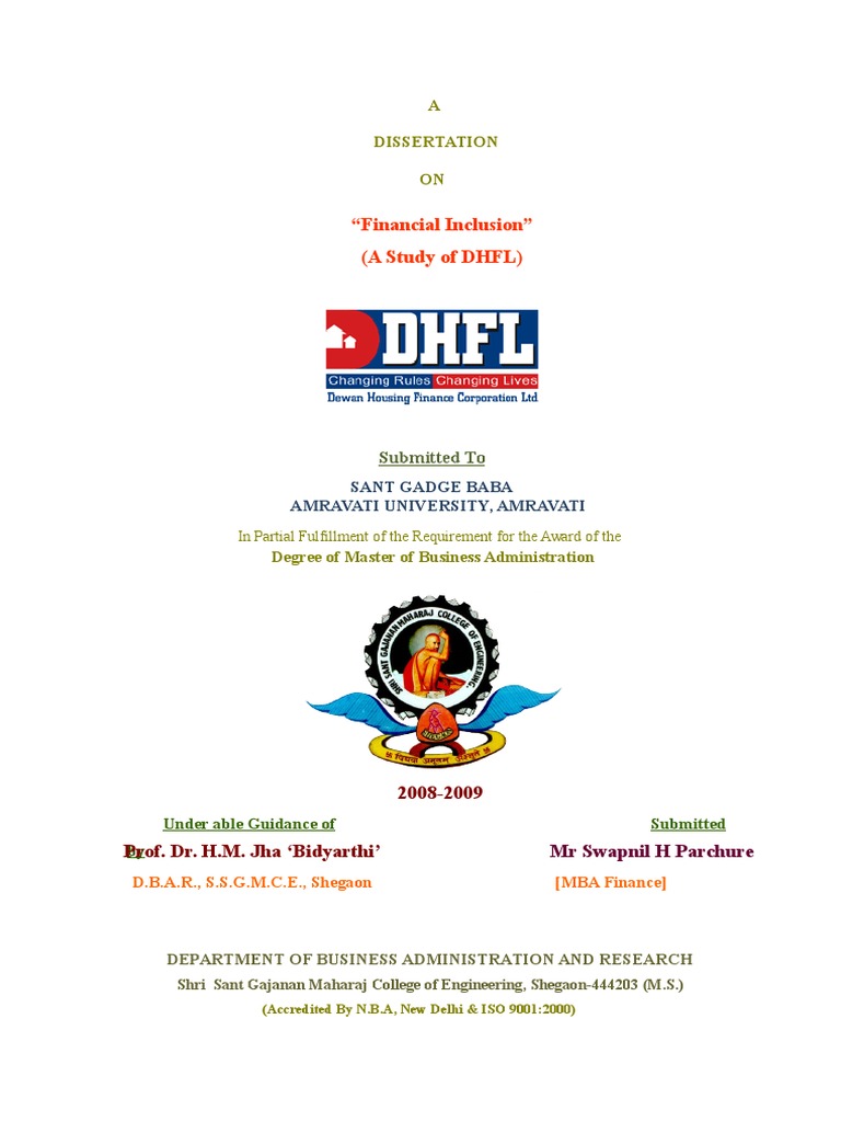 Desertation Final Cover Page | PDF | Master Of Business Administration | Academia