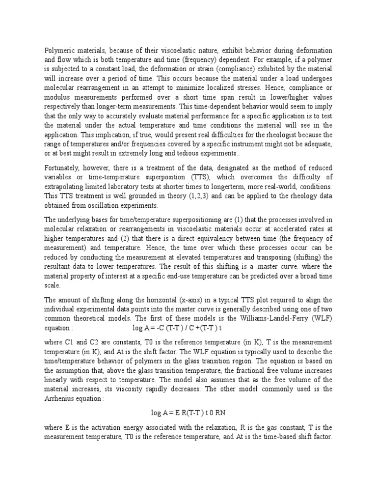 Time Temperature Superposition Principle | PDF | Viscoelasticity | Chemical Engineering