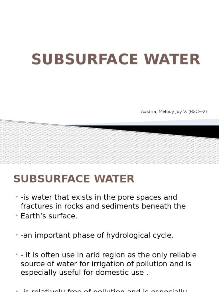 SUBSURFACE WATER PPT - Hydrology Report | PDF | Groundwater | Hydrology
