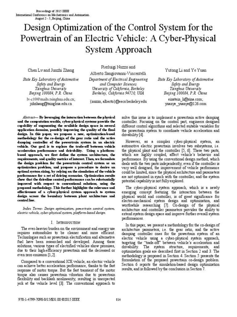 Design Optimization of The Control System For The Powertrain of An ...
