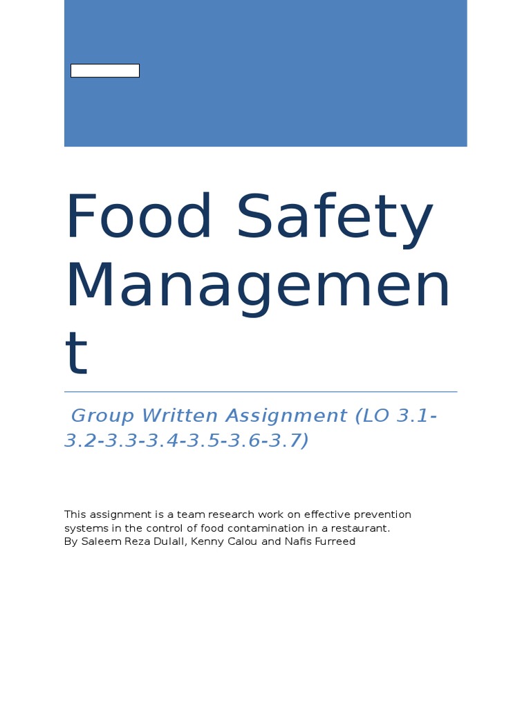 Checklists For Food Safety Assignment | PDF | Foodborne Illness ...