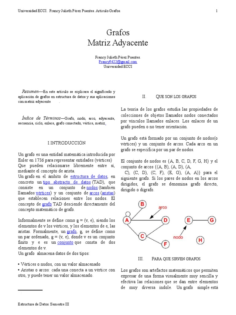 Grafos-Estructura de Datos | PDF | Vértice (teoría de grafos) | Teoría ...
