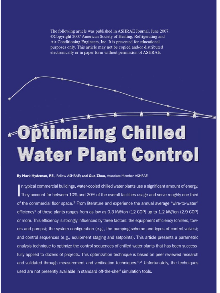 ASHRAE Journal - Optimizing Chilled Water Plant Controls | PDF