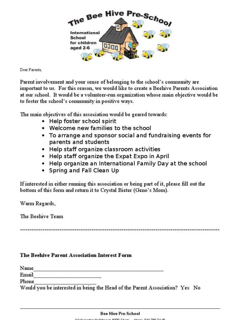 Beehive Parent Association Form | PDF