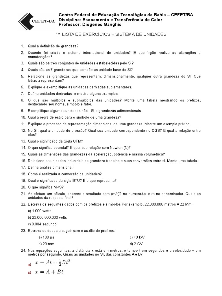 Tabela De Conversao Do Sistema Internacional De Unidades Aula 2