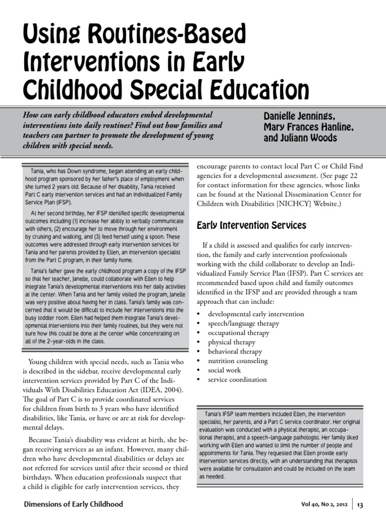 Routines-Based Interventions in Early Ed | PDF | Early Childhood ...