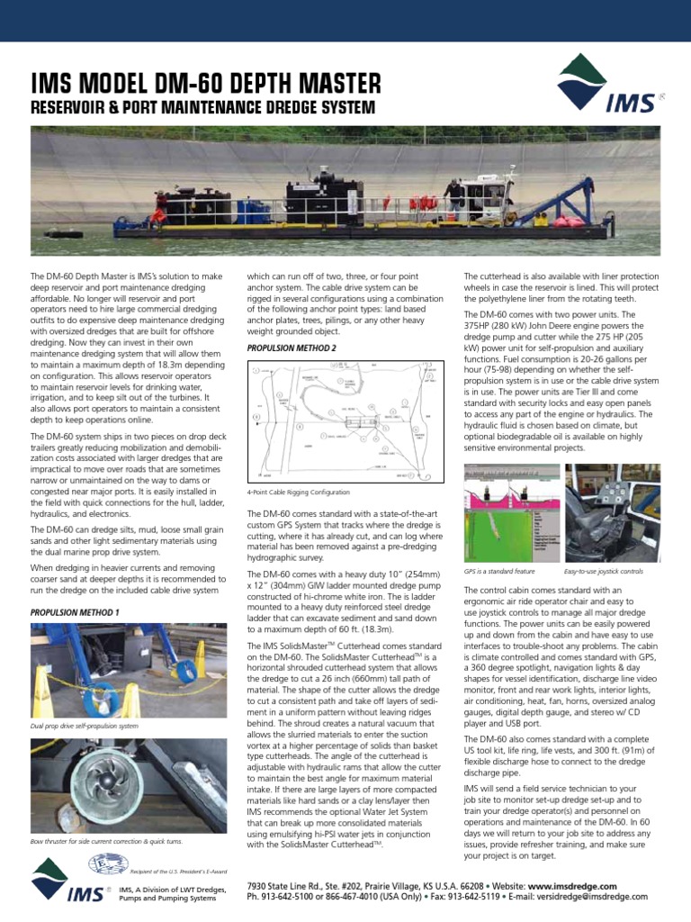 IMS Dredges - DM-60 Specifications - 2014 | PDF | Dredging | Nature
