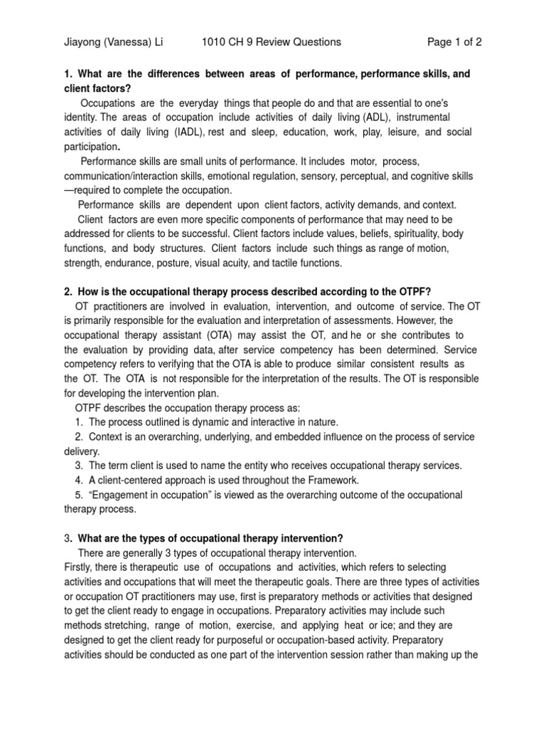 Occupational Therapy Process Overview | PDF | Occupational Therapy ...