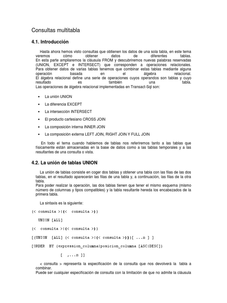 Consultas Multitabla | PDF | Bases de datos | Datos de computadora