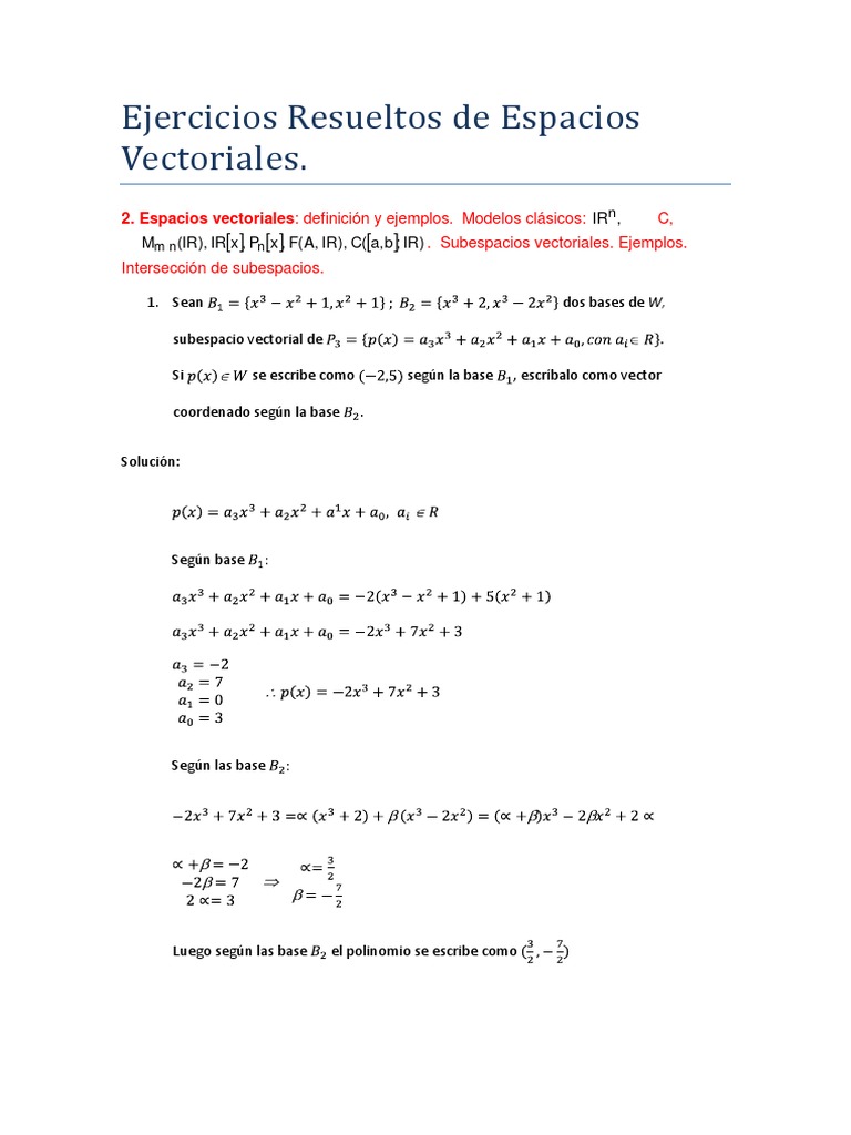 Espacios Vectoriales Ejercicios Resueltos Descargar Gratis Pdf