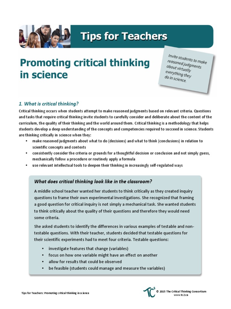 Tips4Teachers Promoting Critical Thinking in Science | PDF | Critical ...