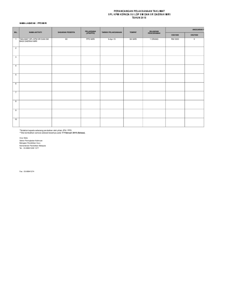 Perancangan Taklimat SPL KPM | PDF