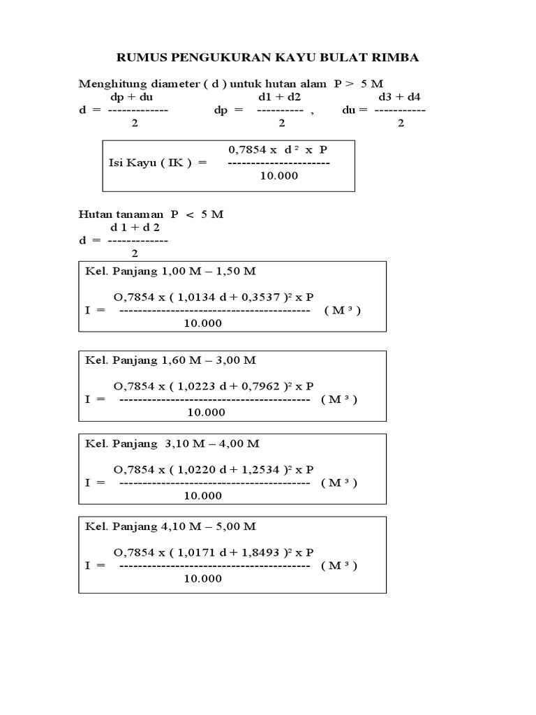 Rumus Pengukuran Kayu Bulat Rimba | PDF | Metode & Bahan Ajar