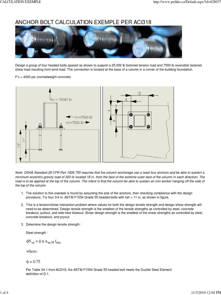 J Bolt Precast Anchor Design Example | PDF