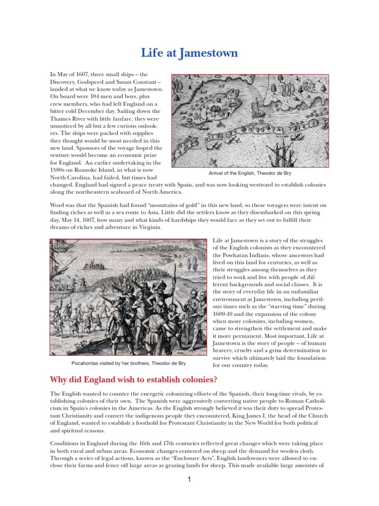Life at Jamestown | PDF | Jamestown, Virginia | Native Americans In The ...
