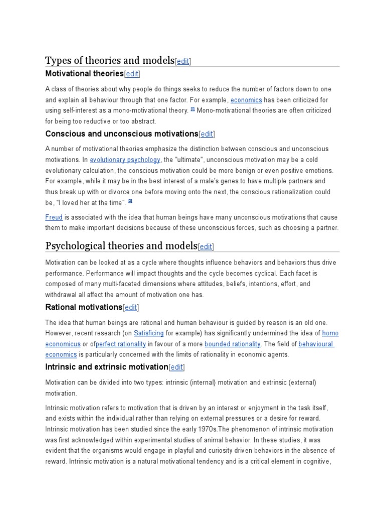 Overview of Motivation Theories | PDF | Motivation | Motivational