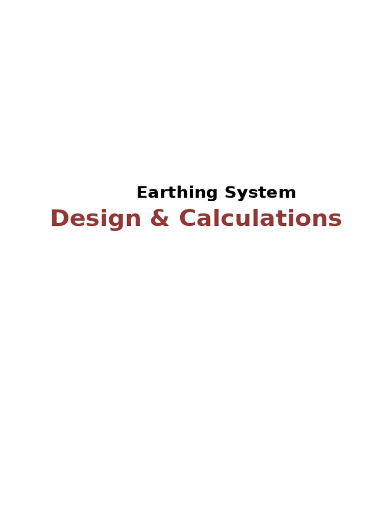 Earthing System Design Calculations | PDF | Electricity | Electromagnetism