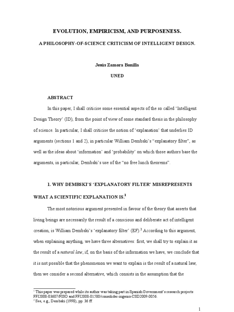 Critique of Intelligent Design Theory | PDF | Causality | Science