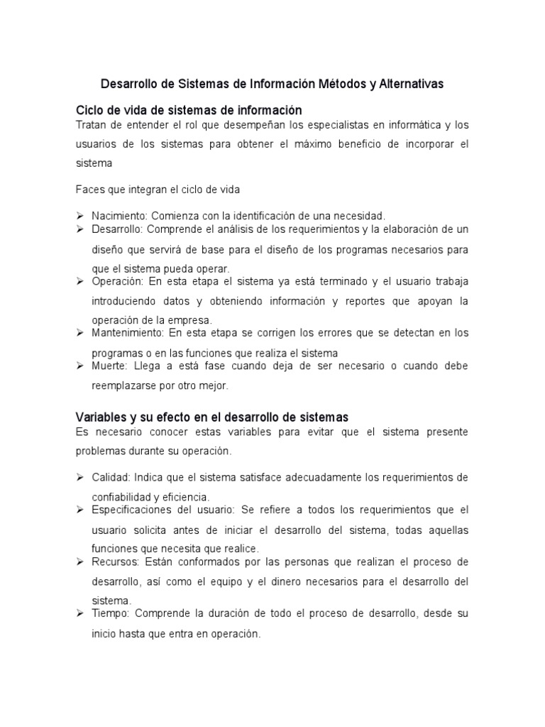 Desarrollo de Sistemas de Información Métodos y Alternativas | PDF ...
