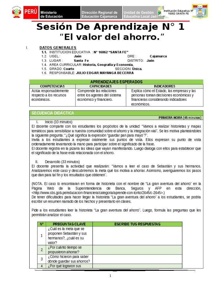 El Valor Del Ahorro - Sesion 1 | PDF | Ahorro | Maestros