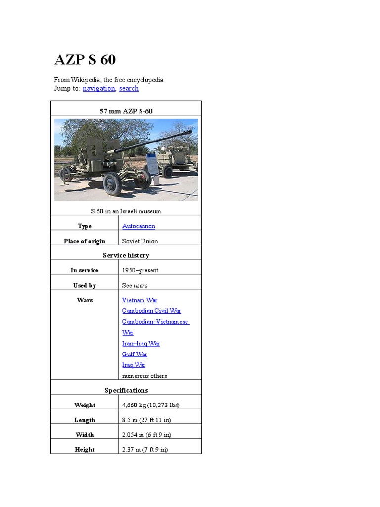 Azp S 60 | PDF | Projectiles | Projectile Weapons