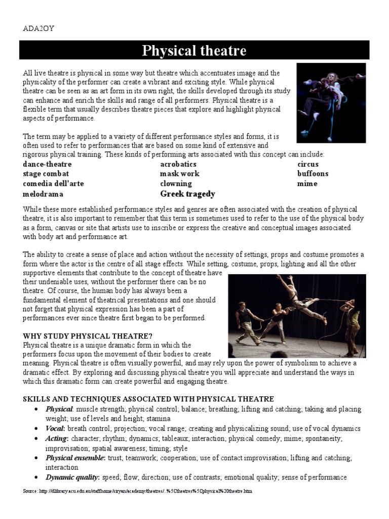 Intro To Physical Theatre - Student Handout | PDF | Theatre ...