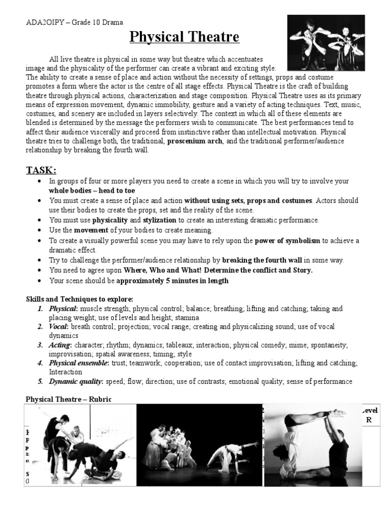 Physical Theatre Techniques in Drama | PDF | Theatre | Improvisation