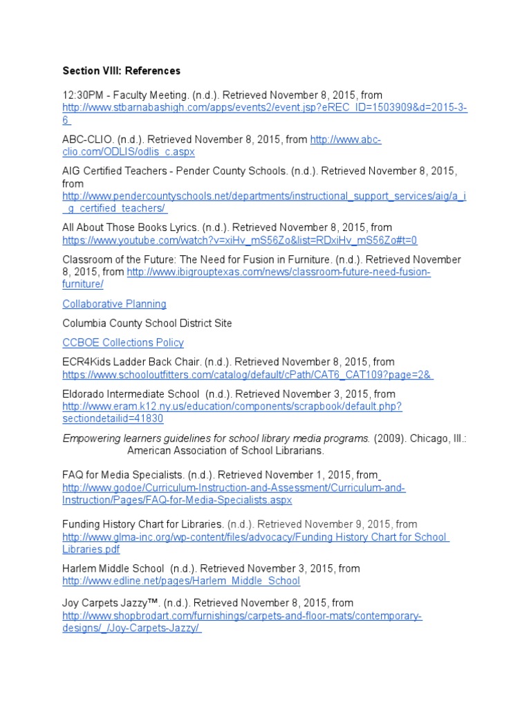 Section VIII References | PDF | Educational Organizations | Libraries