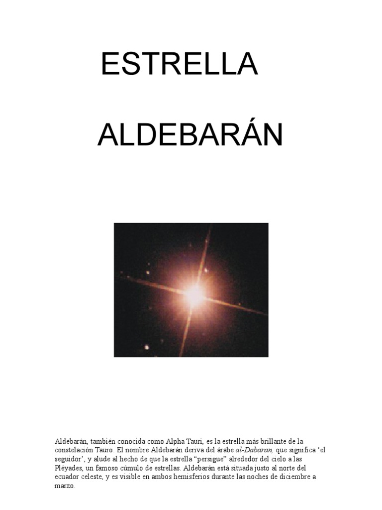 Estrella Aldebaran | PDF | Estrellas | Regiones del cielo