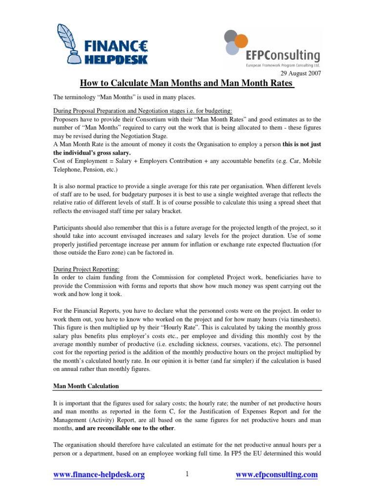Man Month Calculation Guide | PDF | Salary | Pension