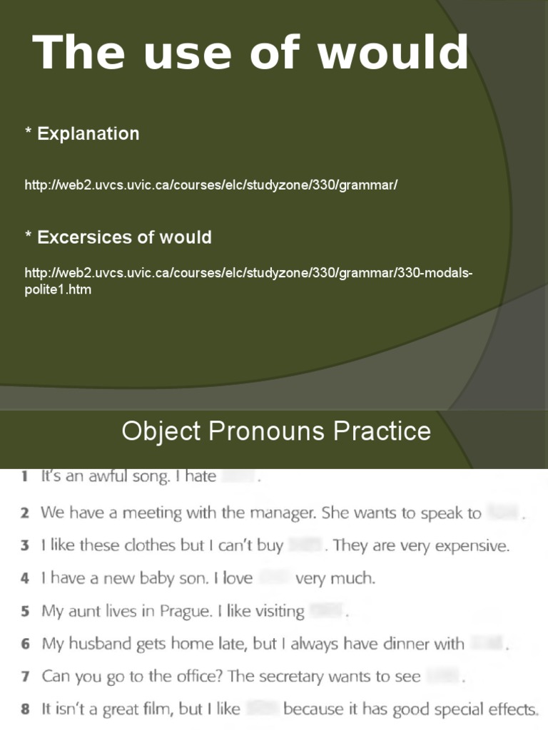 The Use of Would: Explanation | PDF