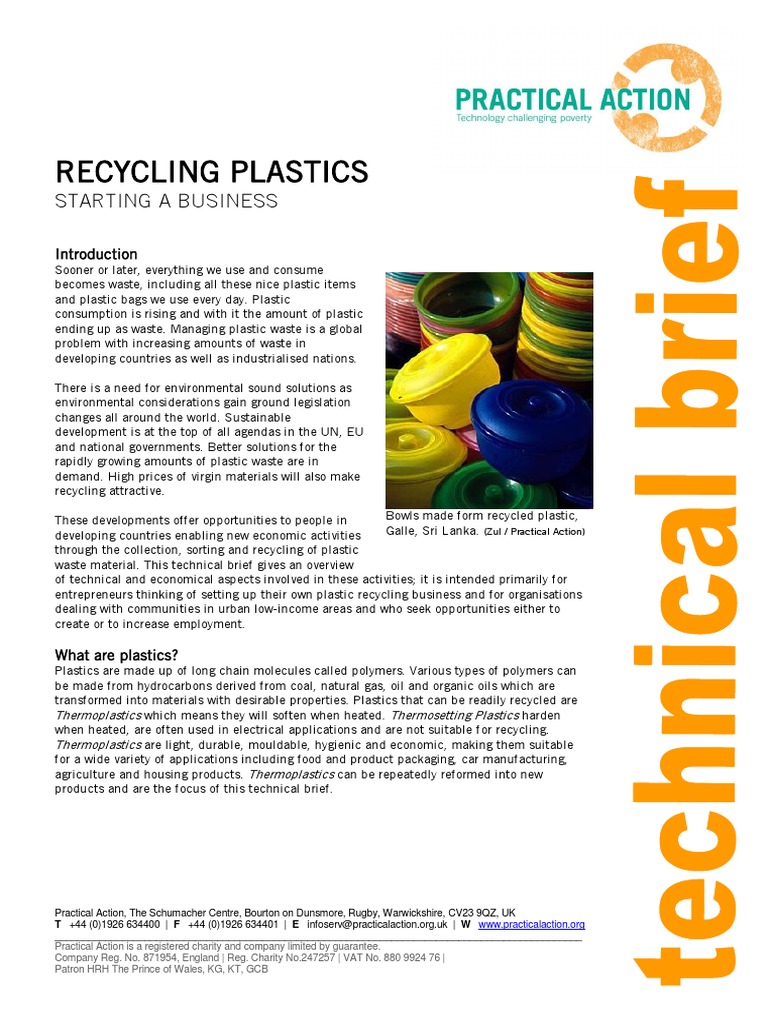 Starting a Plastic Recycling Business | PDF