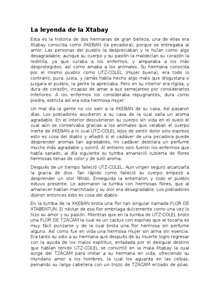 La Leyenda de La Xtabay | PDF