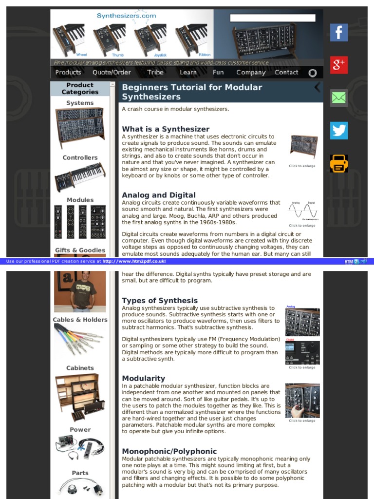 Beginners Tutorial for Modular Synthesizers | PDF | Synthesizer ...