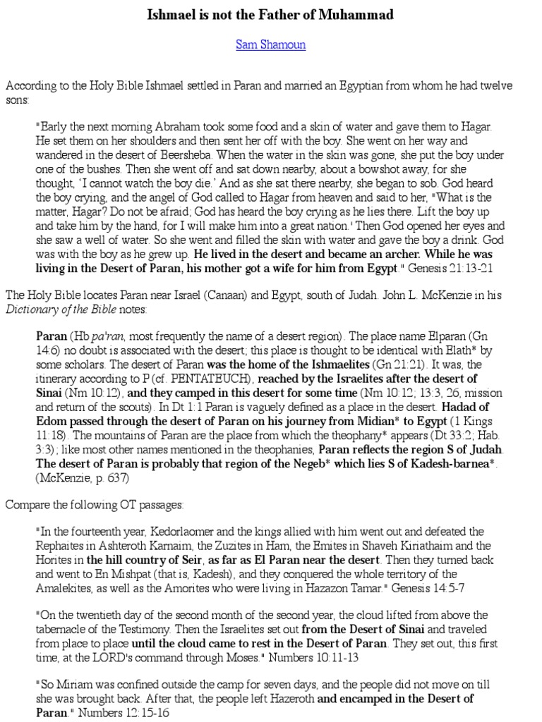 Ishmael's Legacy and Muhammad's Lineage | PDF | Ishmael | Book Of Numbers