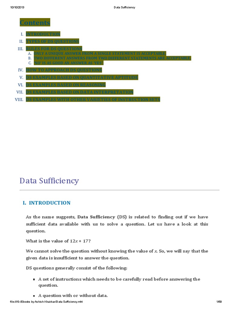 Data Sufficiency | PDF