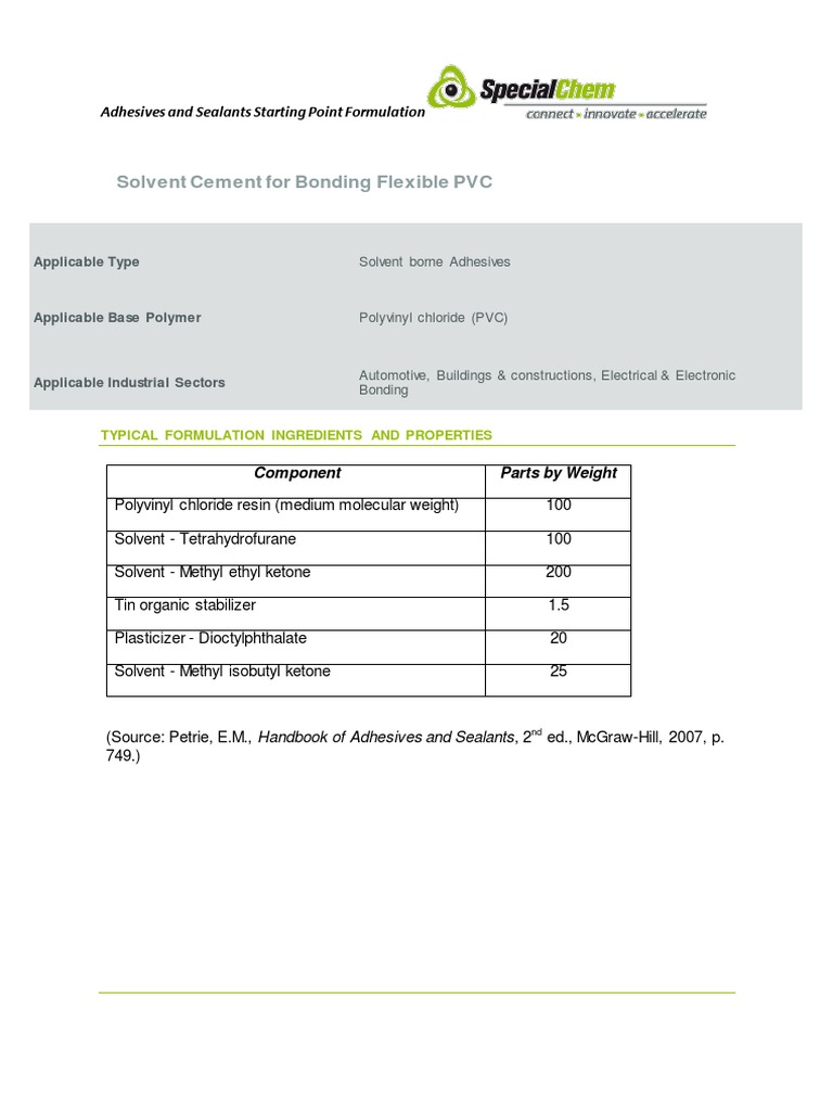 Solvent Cement For Bonding Flexible PVC | Download Free PDF | Polyvinyl ...