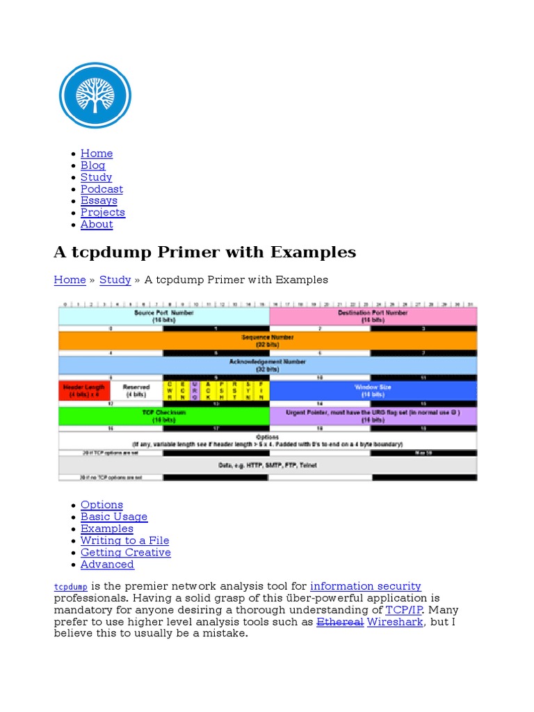 Tcpdump Primer With Examples Pdf Transmission Control Protocol Port Computer Networking 