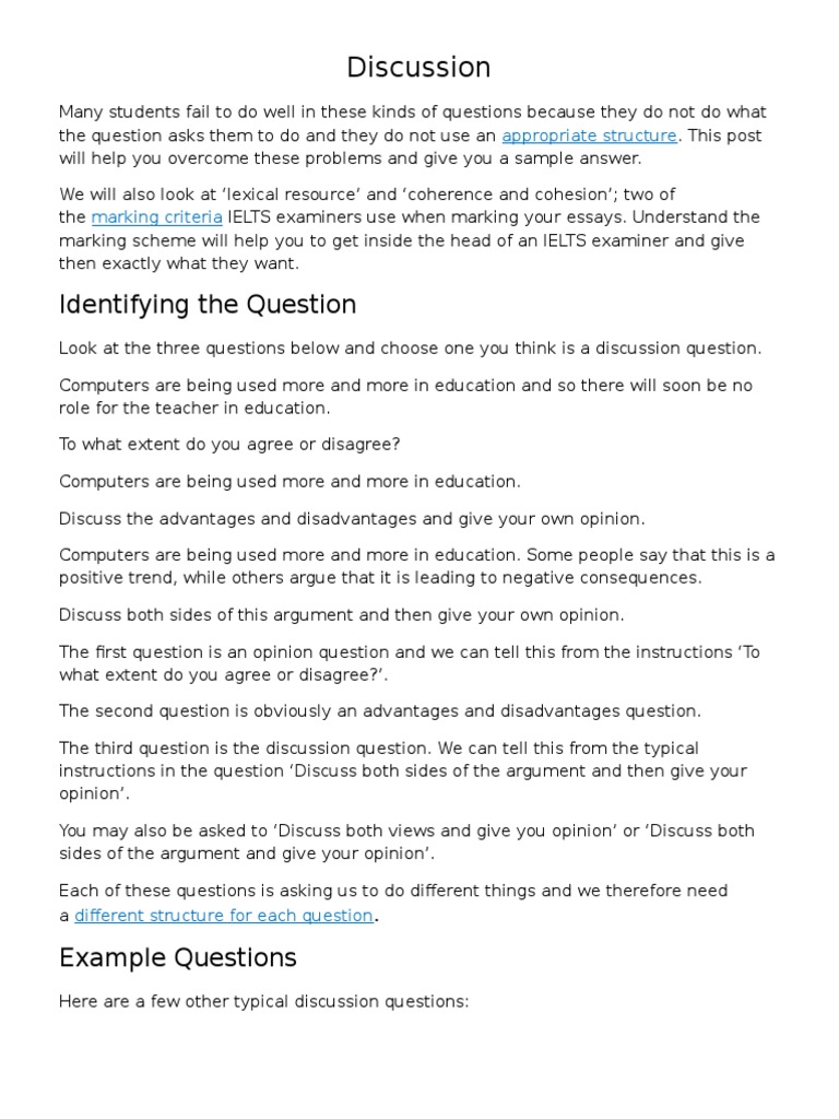 Discussion | PDF | Question | Reason