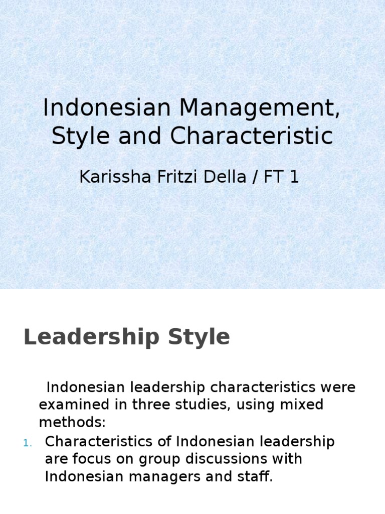 Indonesian Management, Style and Characteristic | PDF | Leadership ...