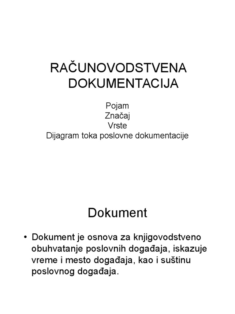 Racunovodstvena Dokumentacija - Seminarski, Diplomski, Maturski Radovi, PPT I Skripte N | PDF