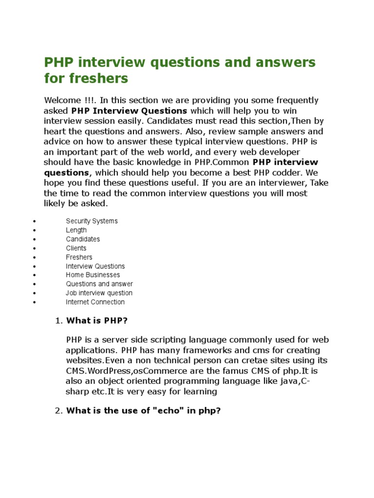Php Interview Questions And Answers For Freshers Php Cookie