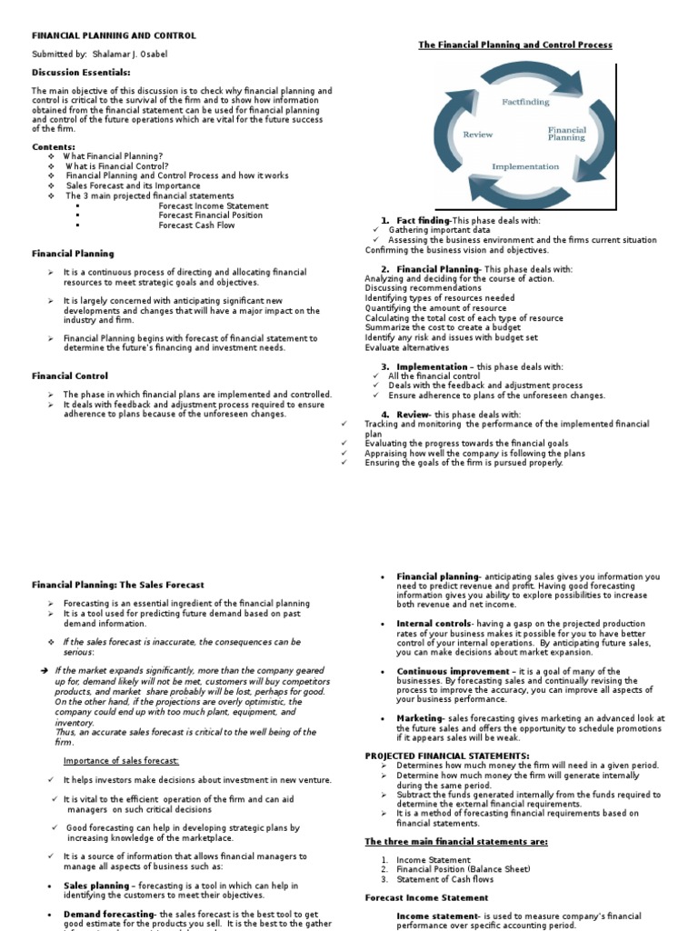 Financial Planning and Control | PDF | Financial Plan | Cash Flow Statement