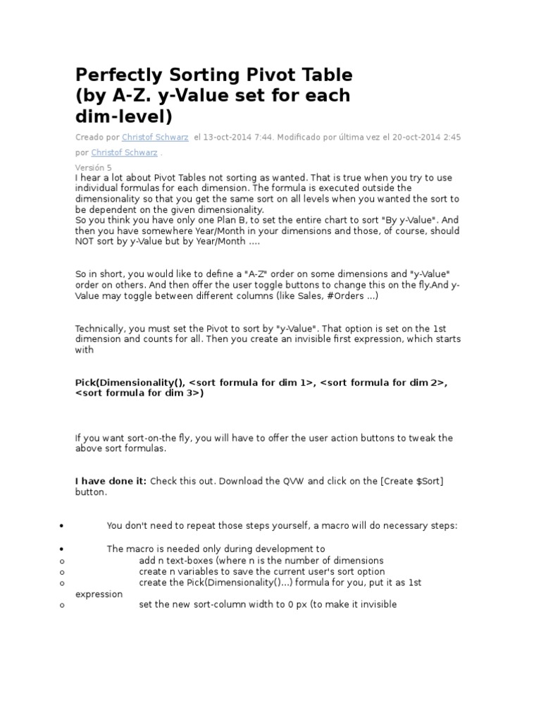 Perfectly Sorting Pivot Table Qlikview | PDF | Dimension | Computer Programming