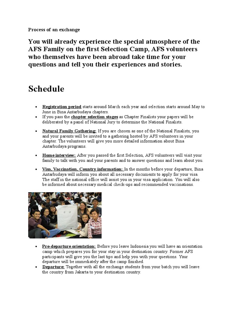 Process of AFS Exchange Program | PDF